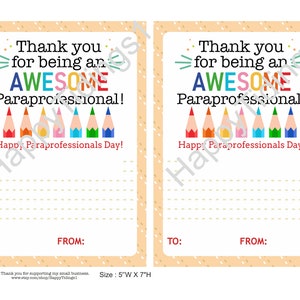 Paraprofessional Gift Card Holder Printable / Paraprofessional Day Gift ...