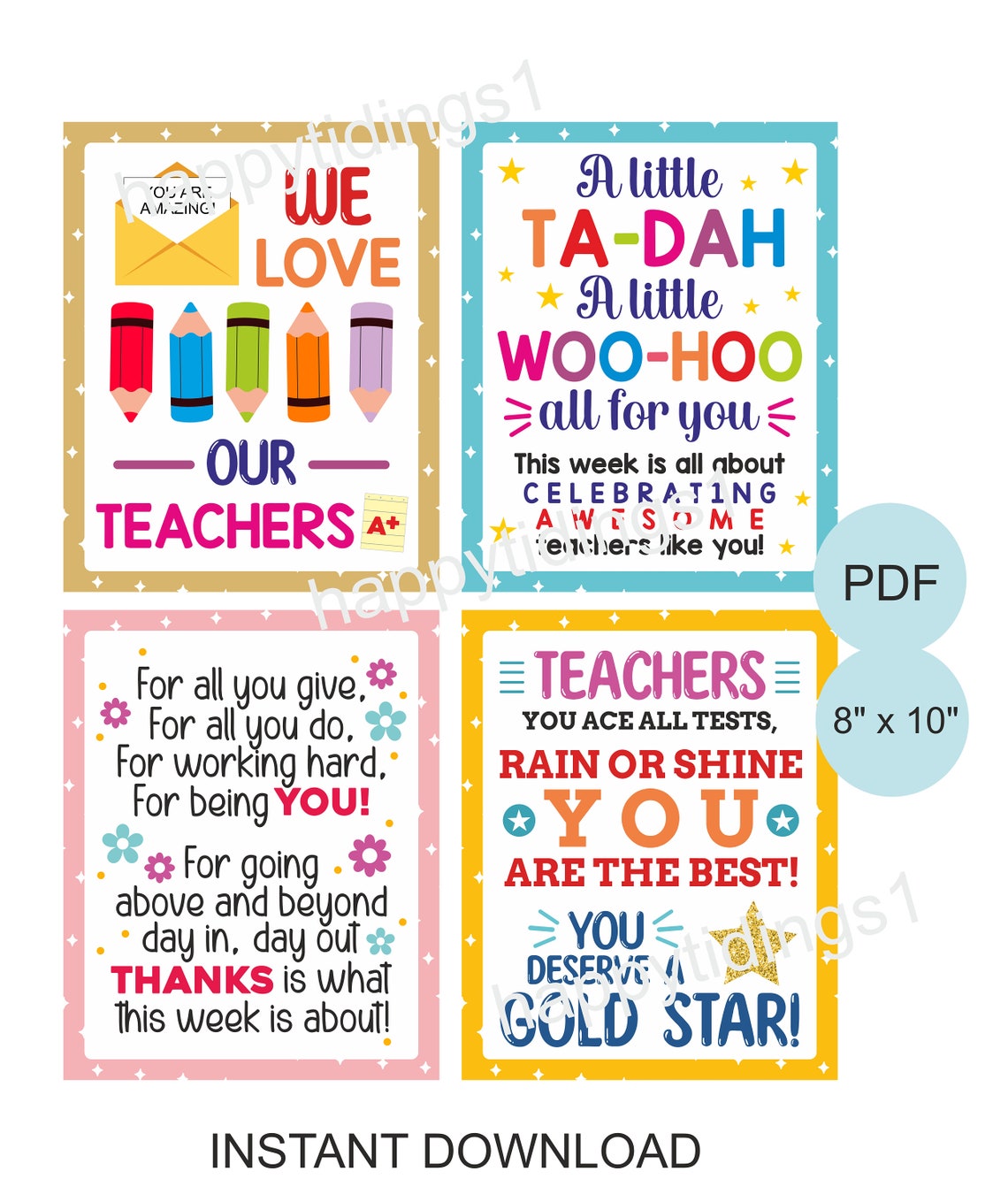Teacher Appreciation Week Signs Set of 10 / Teacher Appreciation Week ...