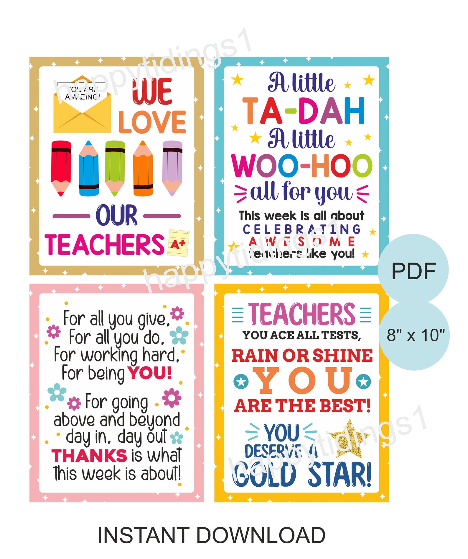 Teacher Appreciation Week Signs Set of 10 / Teacher Appreciation Week ...