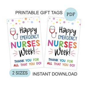 Emergency Nurses Week Gift Tags Printable / ER Nurse Week Tag ...