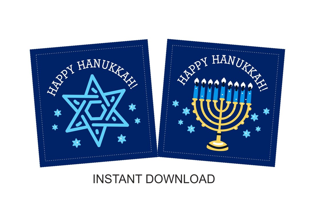 Printable Happy Hanukkah Gift Tags / Printable Hanukkah Cookie Tags ...