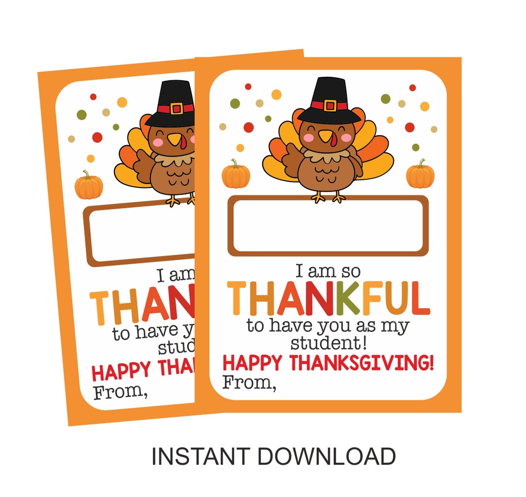 Thanksgiving Student Gift Tag Printable / Thanksgiving Students Gifts ...