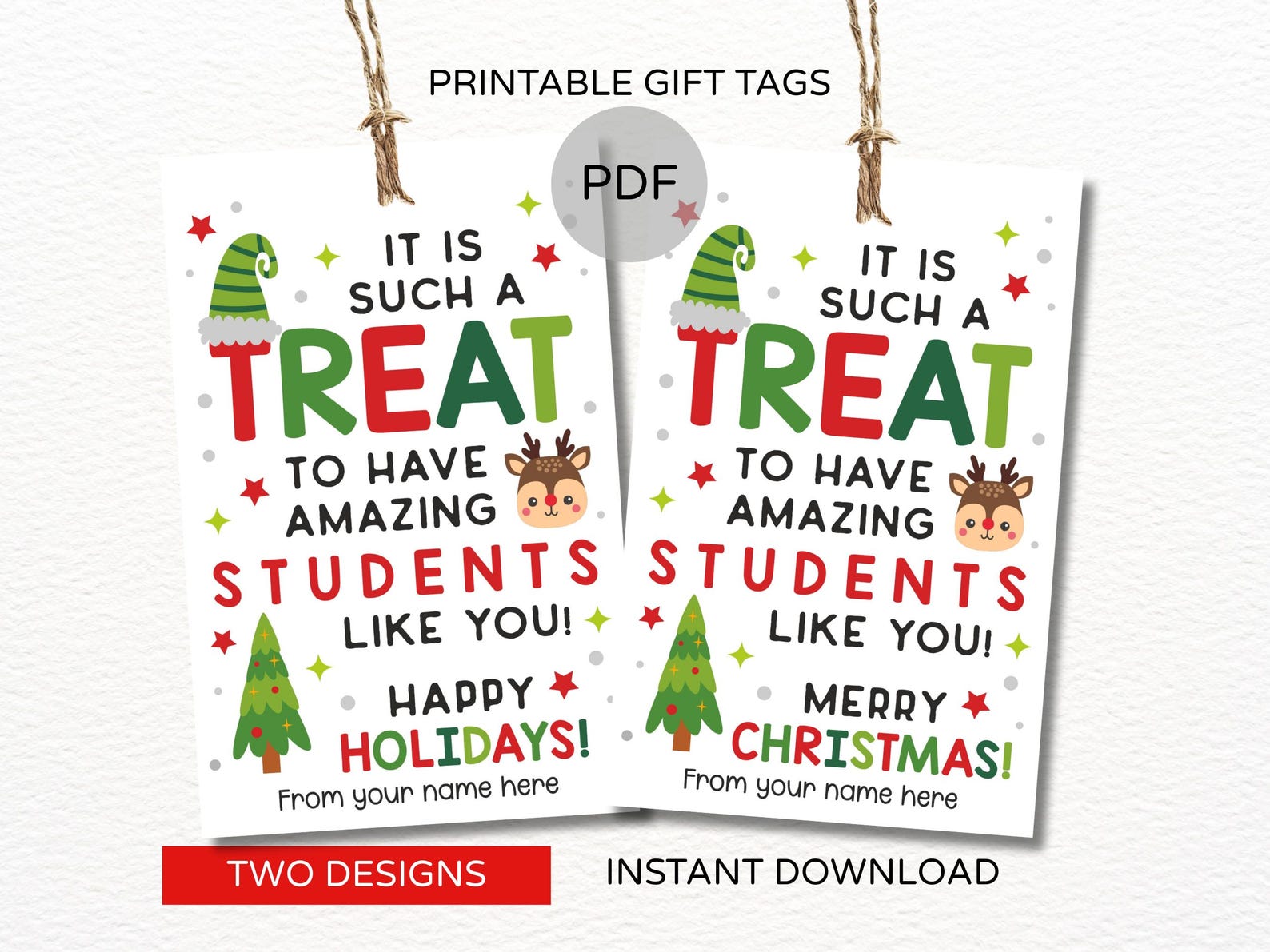 Christmas Student Tags Printable / Student Christmas Gift Tag ...