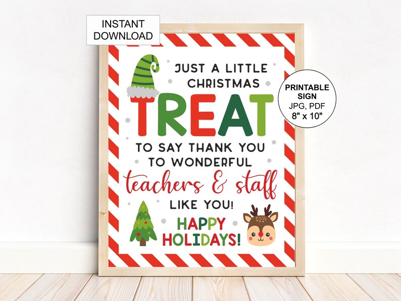 Christmas Teacher Appreciation Sign Printable / Christmas Teacher and ...