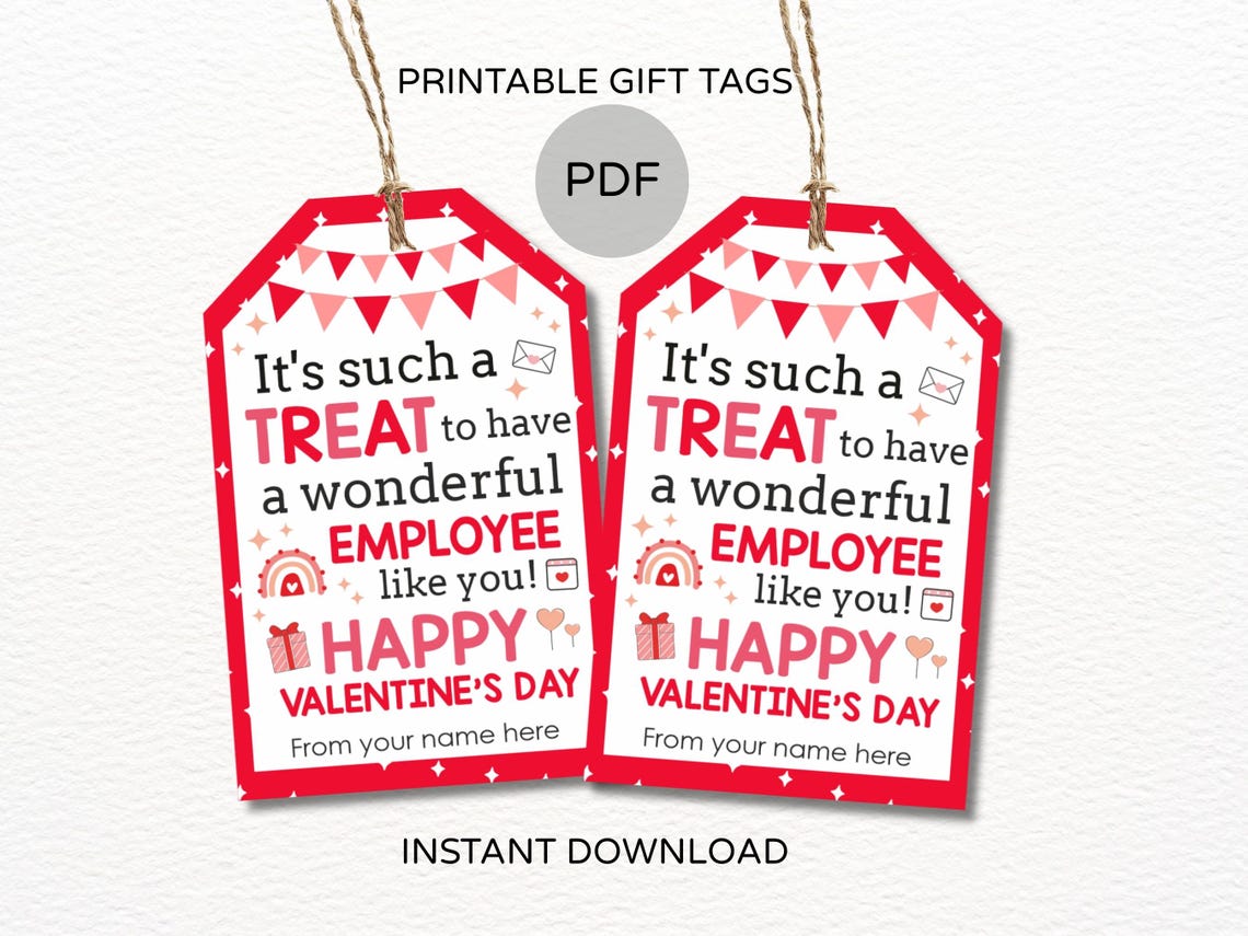 Valentine's Day Employee Gift Tag Printable / Valentine Employee Gifts ...