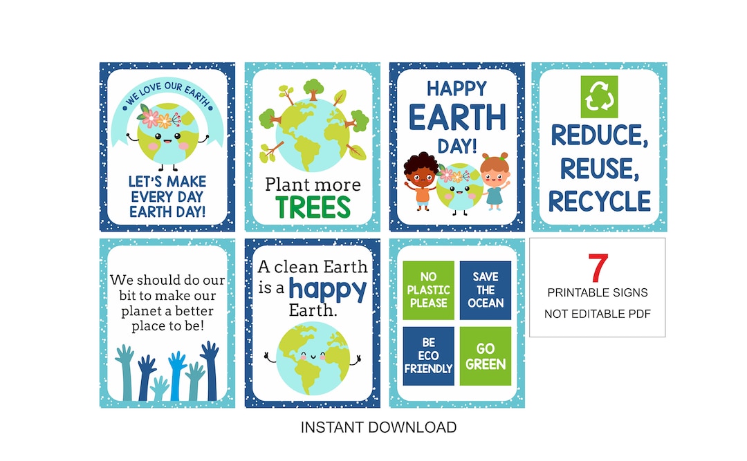 Earth Day Posters Printable / Earth Day School Posters / Earth Day Sign ...
