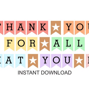 Thank You Banner Printable / Thank You Bunting Printable / Appreciation ...