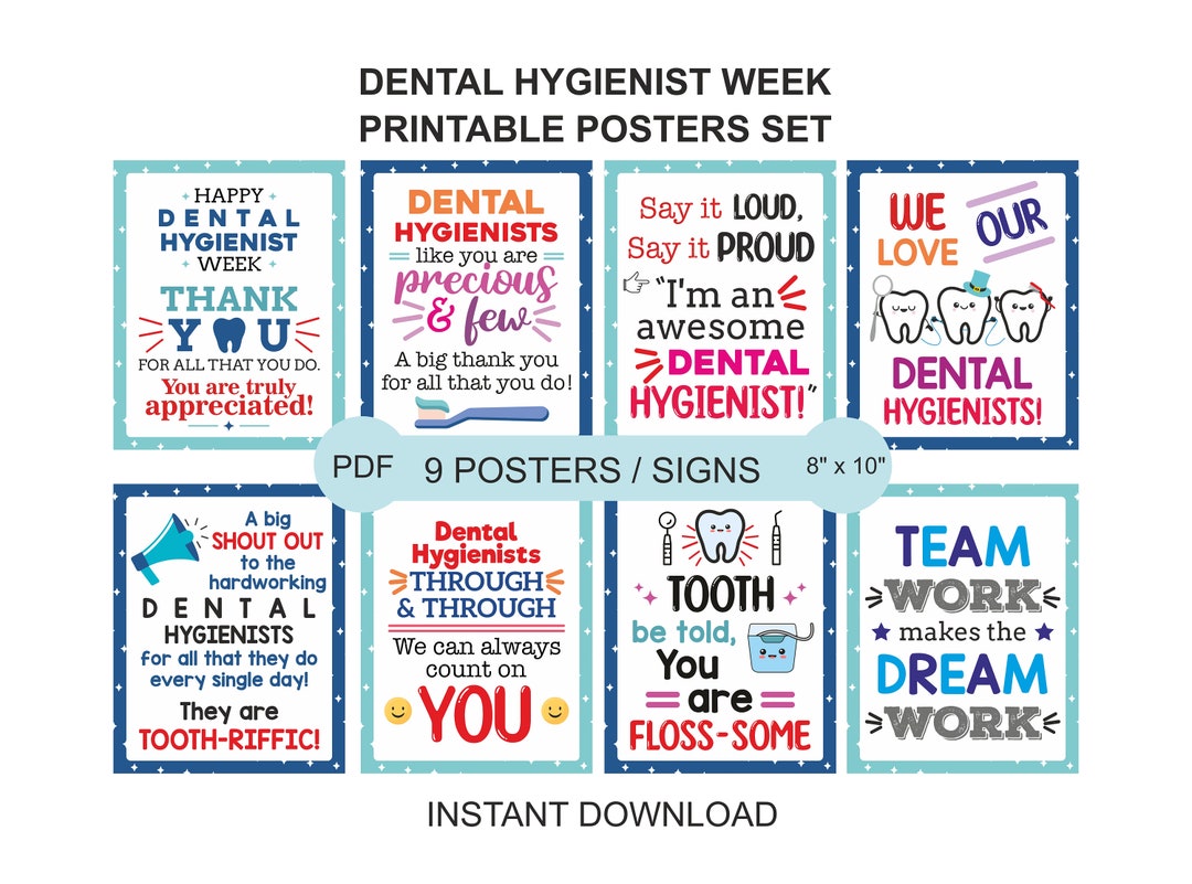Dental Hygienist Week Signs Printable / Dental Hygienist Gift / Dental ...