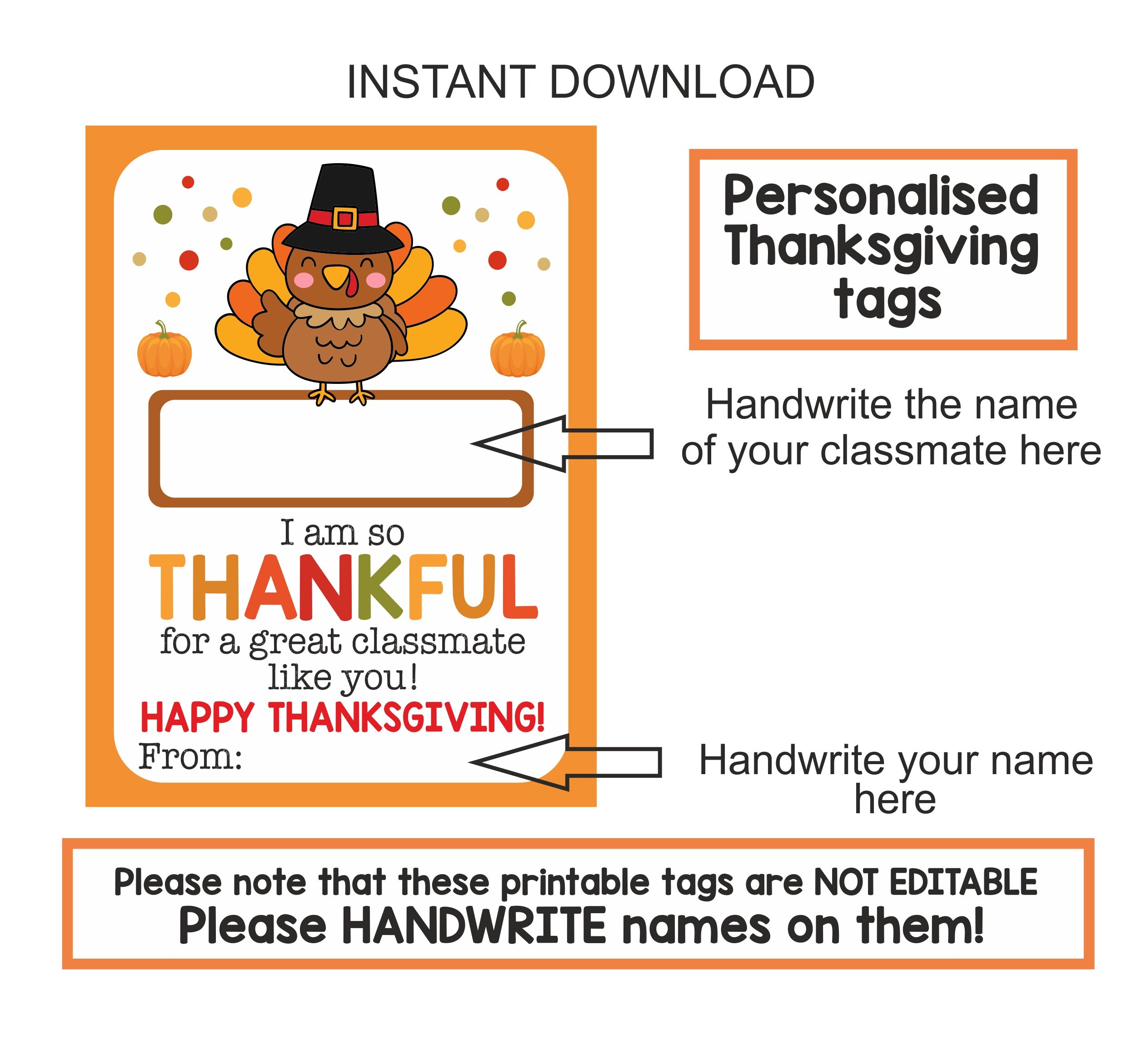 Classroom Thanksgiving Gifts Tag Printable / Classroom Thanksgiving ...