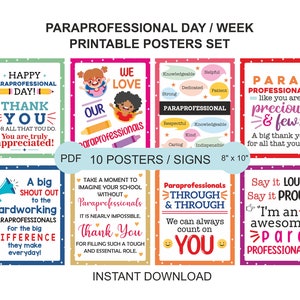 Paraprofessional Day Posters Set of 10 / Paraprofessional Appreciation ...