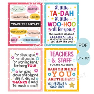 Teachers and Staff Appreciation Week Poster Set of 10 / Teacher and ...