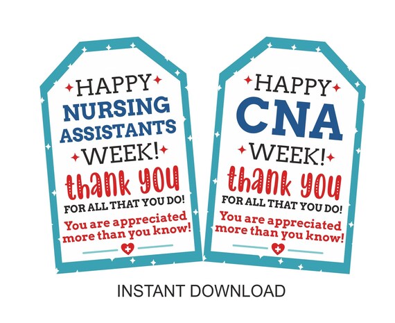 CNA Week Tags Printable / Happy Cna Week Gift Tags / Nursing - Etsy