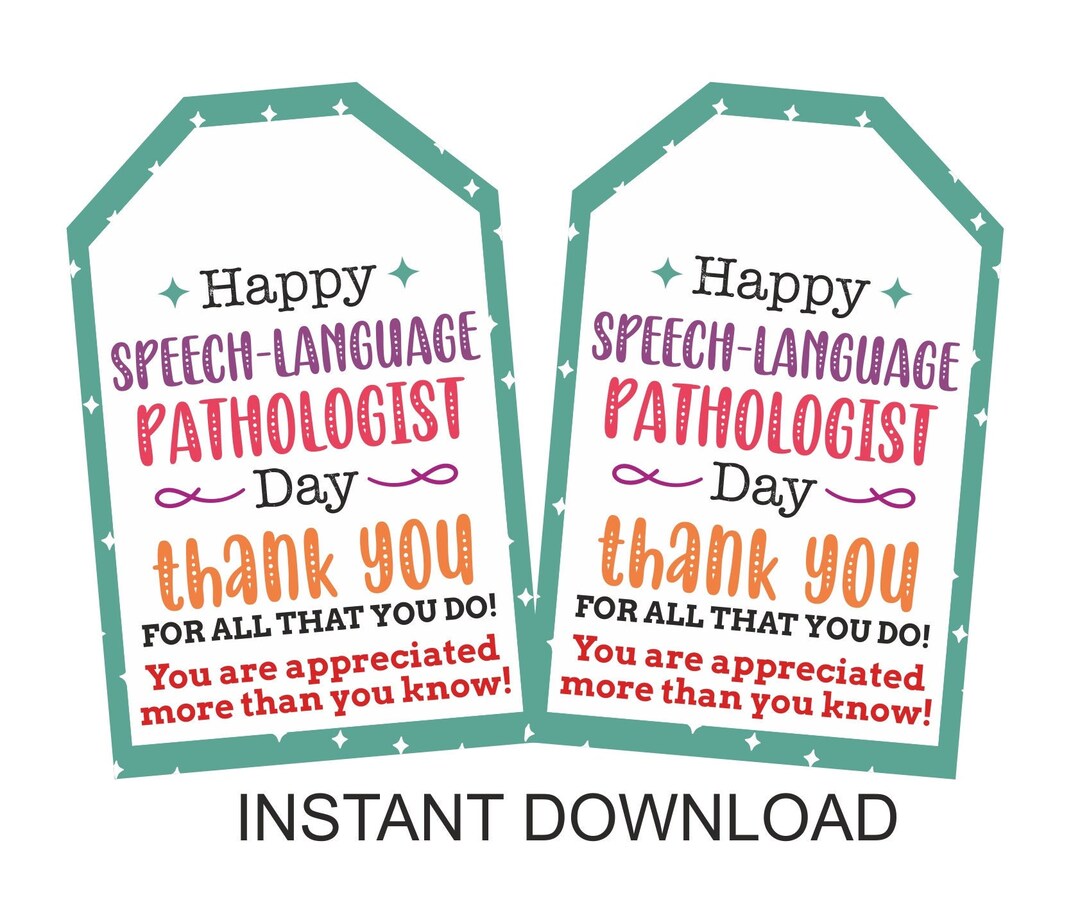 Speech Language Pathologist Day Gift Tags Printable / SLP Day Tags ...