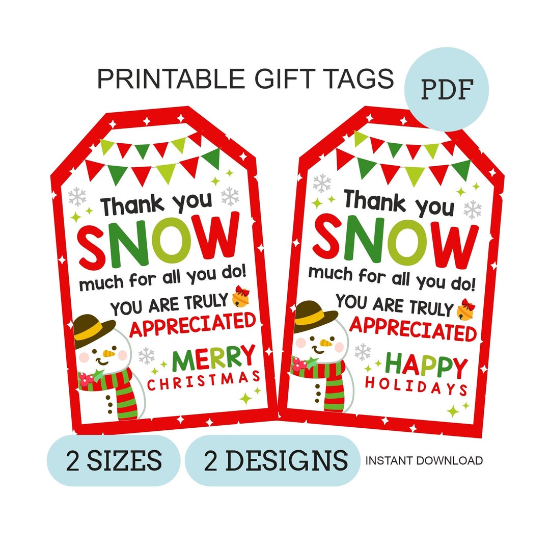 Snowman Thank You Tags / Christmas Thank You Tags / Christmas ...