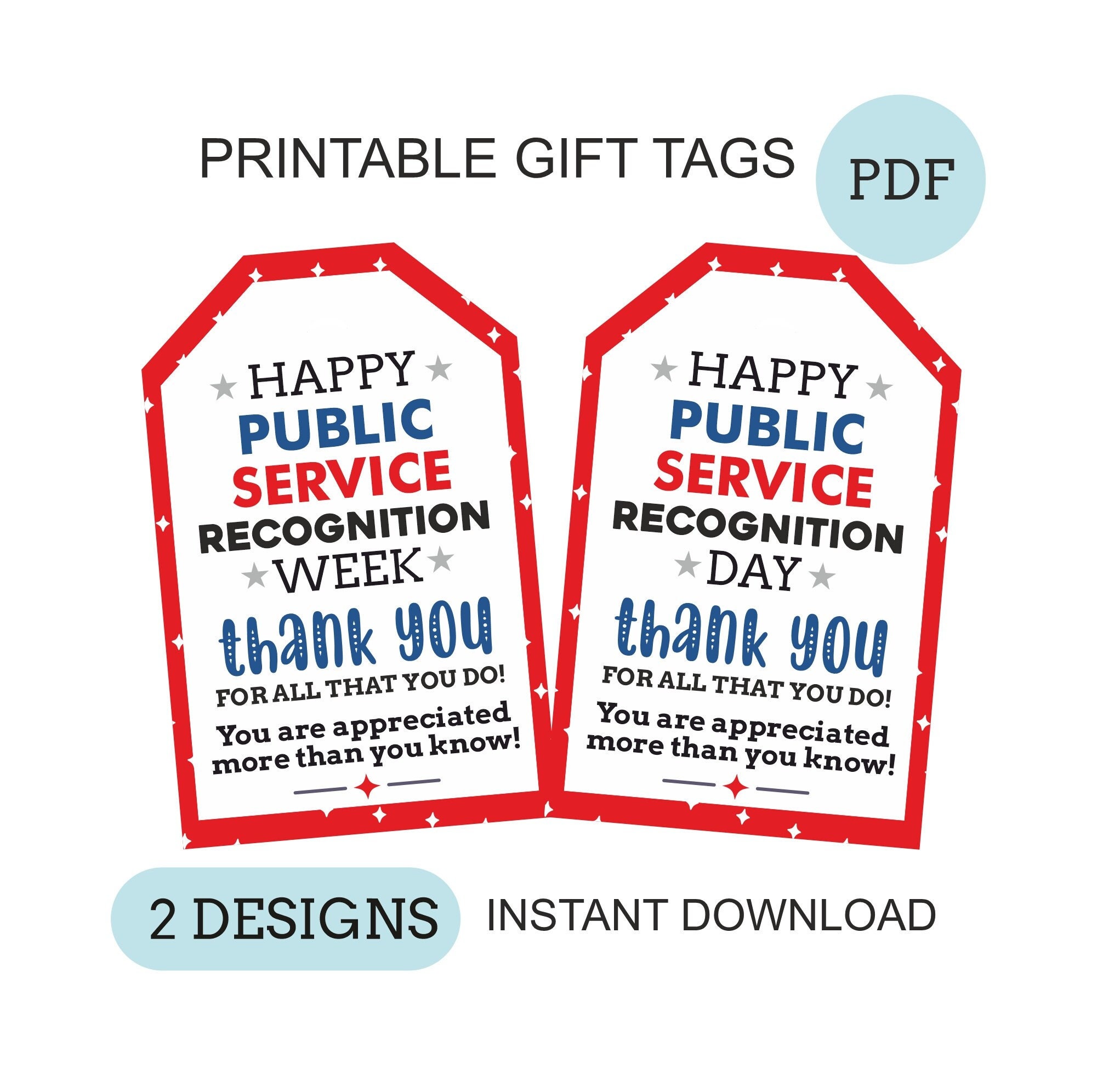 Public Service Recognition Day Gift Tags Printable / Public Service ...