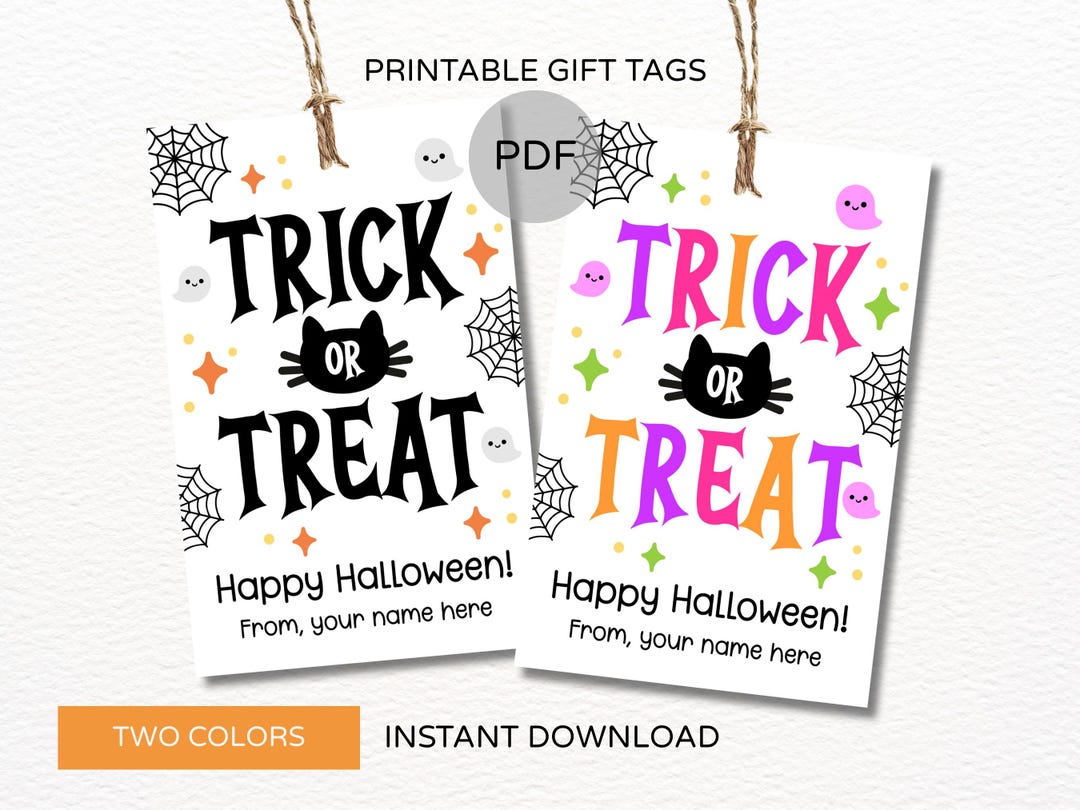 Halloween Trick or Treat Tags Printable / Trick or Treat Favors / Trick ...