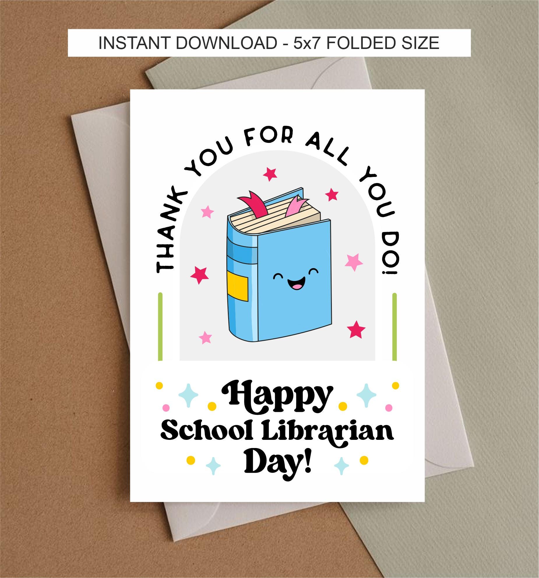 School Librarian Appreciation Day Card Printable / School Librarian Day ...