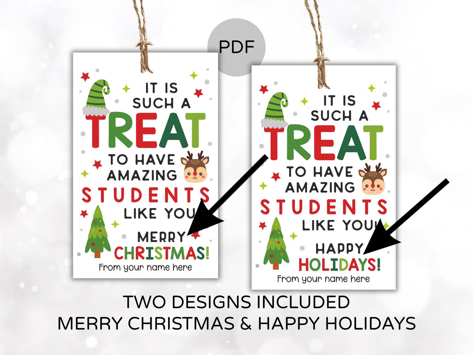 Christmas Student Tags Printable / Student Christmas Gift Tag ...