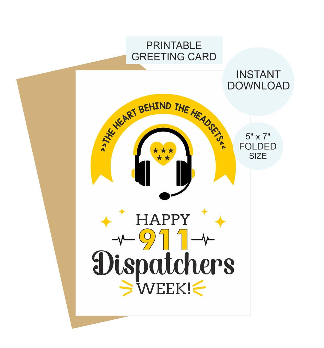 911 Dispatchers Week Card Printable / 911 Dispatcher Week Greeting Card ...