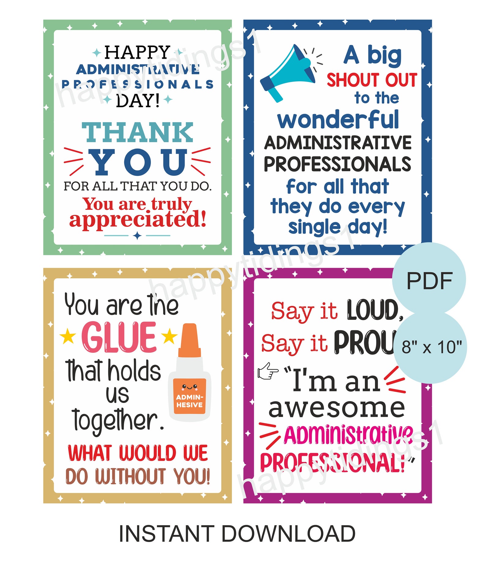 Administrative Professionals Day Signs Set of 9 Printable / Admins Day ...