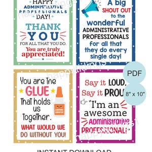 Administrative Professionals Day Signs Set of 9 Printable / Admins Day ...