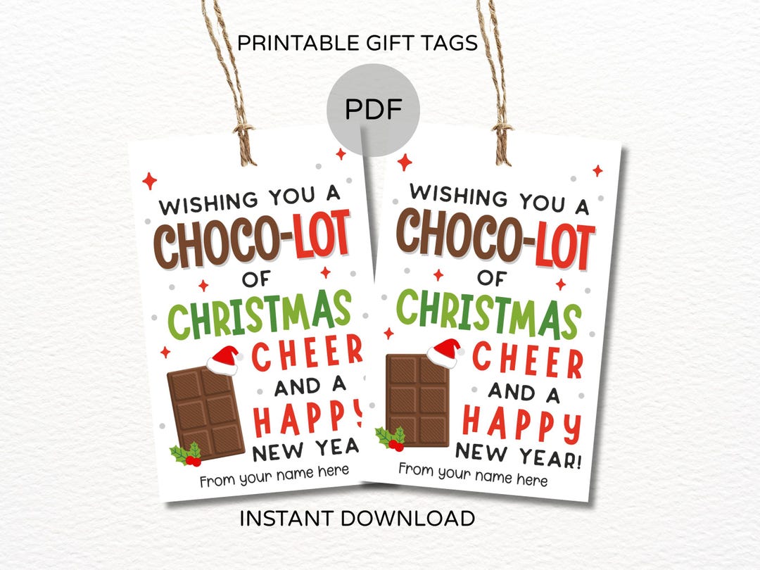 Christmas Chocolate Tags Printable / Holiday Chocolate Tag / Christmas ...