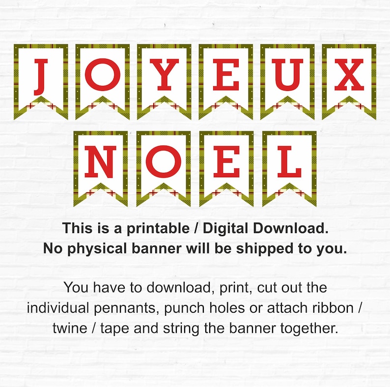 Joyeux Noel Banner Printable / Joyeux Noel Decorations / Joyeux Noel ...
