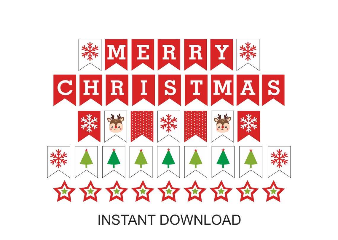 Merry Christmas Banner Printable / Christmas Banner Printable ...
