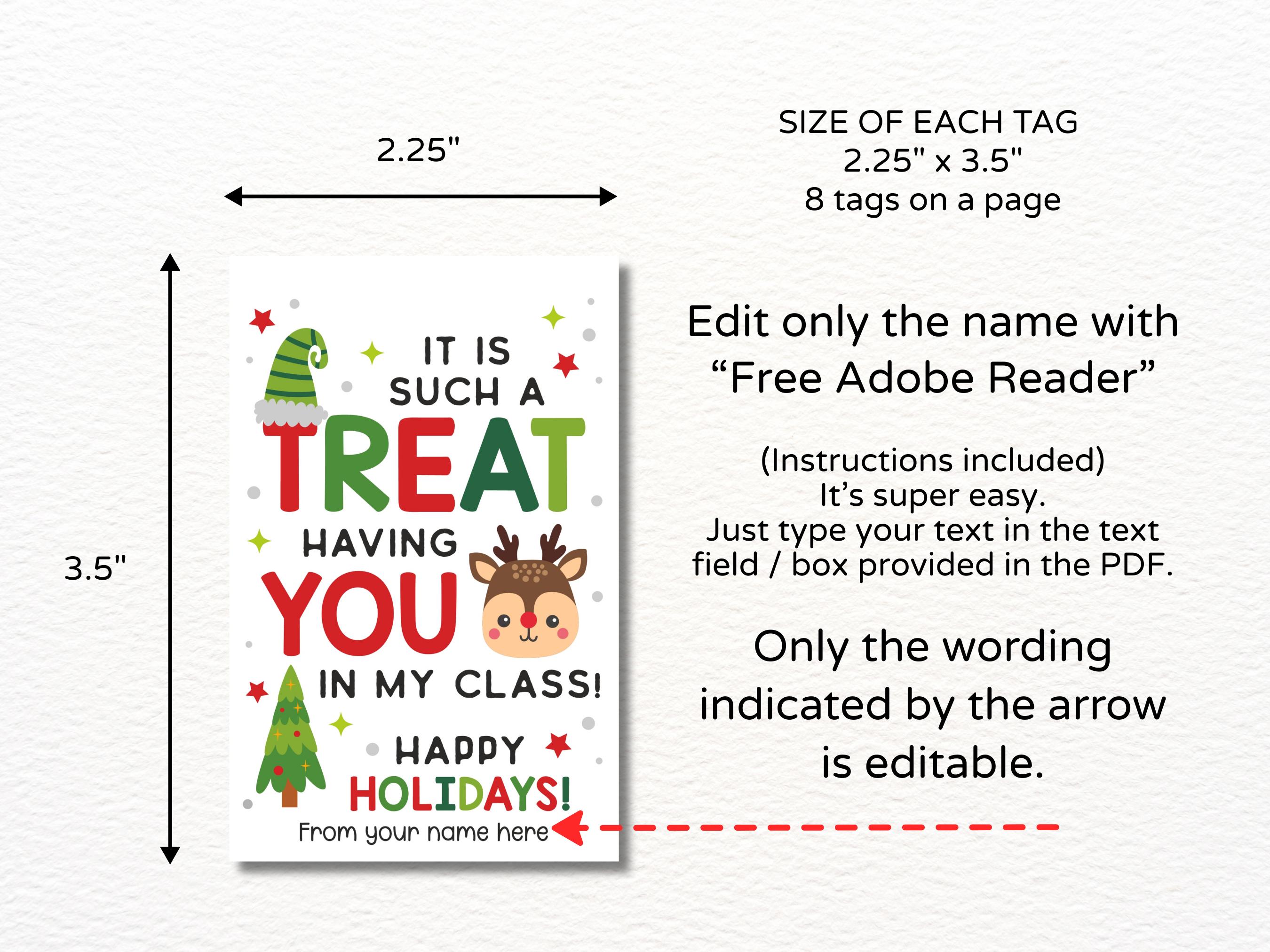 Christmas Student Gift Tag Printable / Holiday Student Gift Tag ...