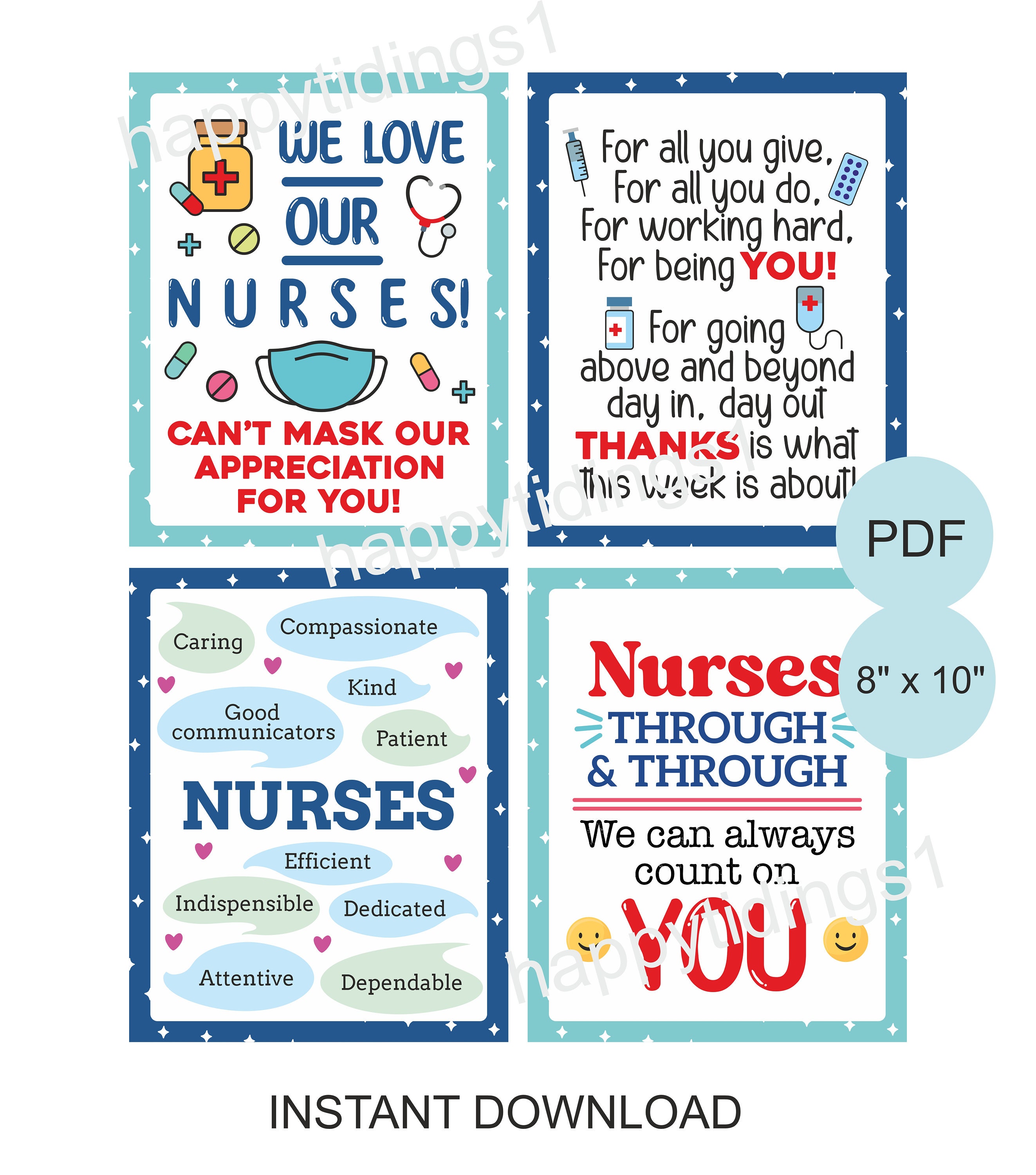 Nurses Week Signs Set of 12 Printable / Nurse Week Poster / Nurse Week ...