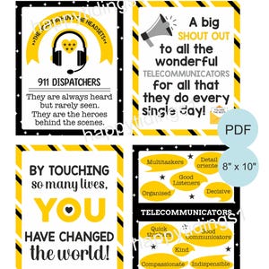 Telecommunicator Week Signs Set of 10 / 911 Dispatcher Appreciation ...