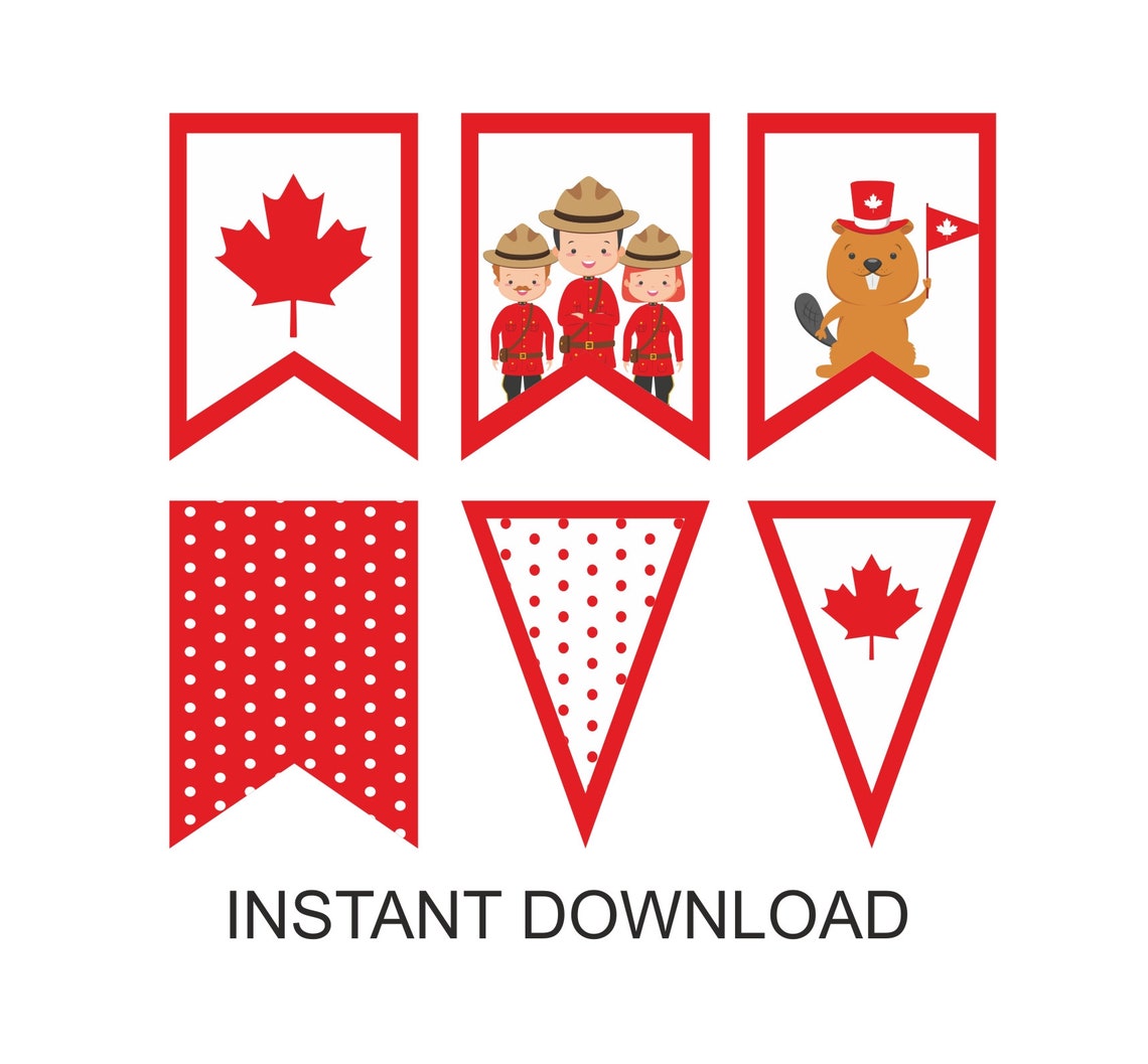 Happy Canada Day Banner Printable / Canada Day Garland / Canada Day ...