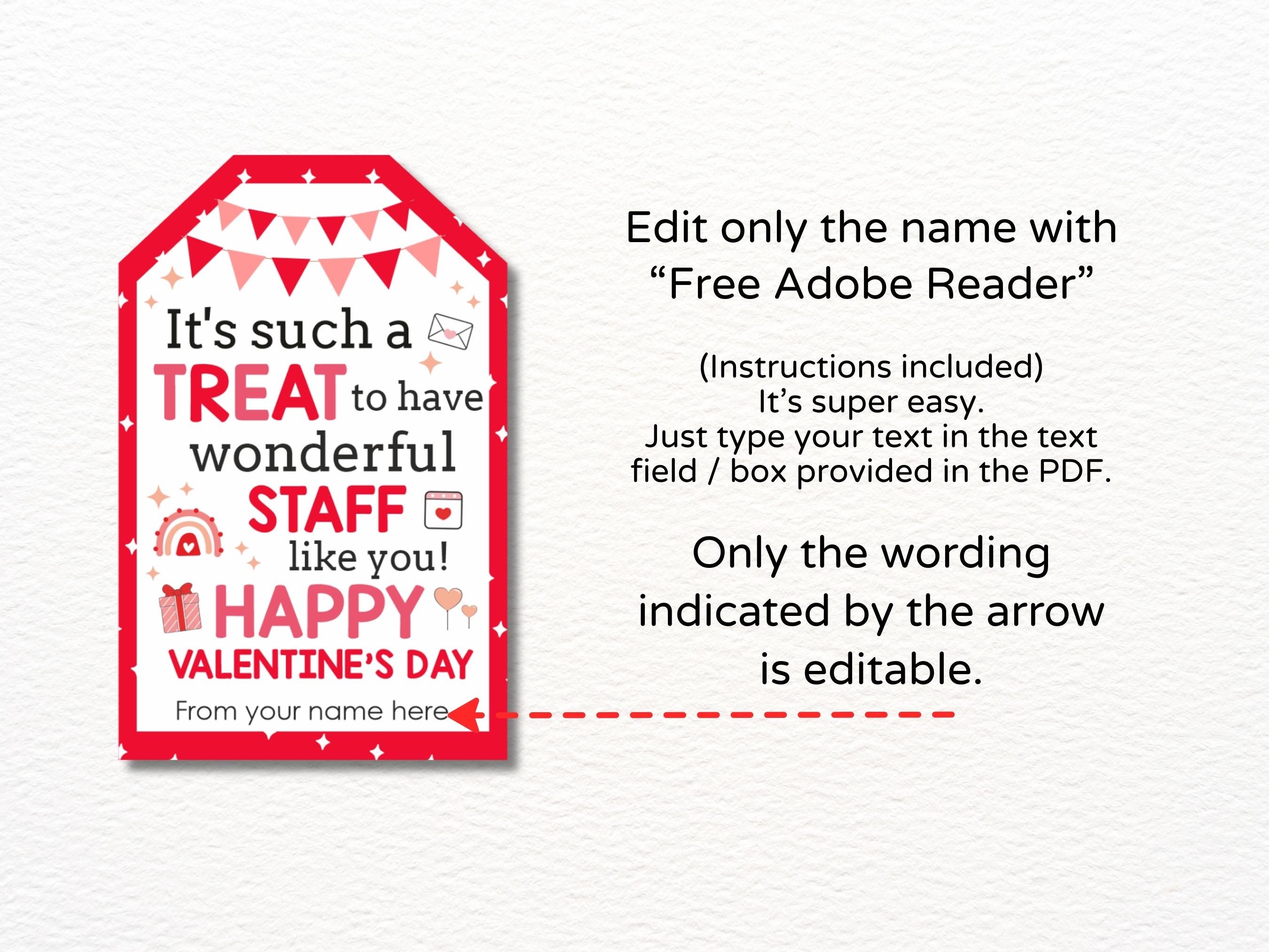 Valentine Staff Gift Tags Printable / Valentine Staff Appreciation Tag ...