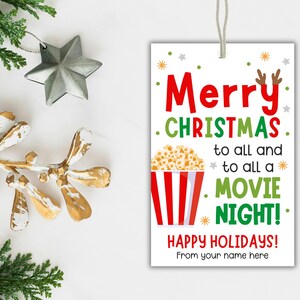 Christmas Movie Night Tags Printable / Merry Christmas to All and to ...