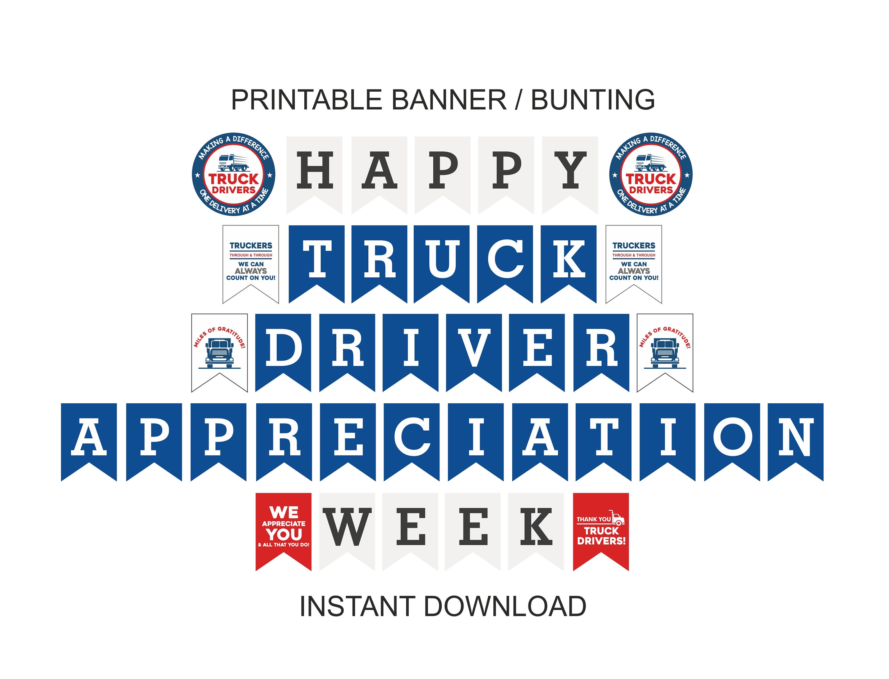Truck Driver Appreciation Week Banner Printable / Truck Driver Gifts ...