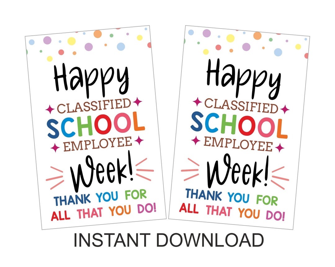 Classified School Employee Week Gift Tags Printable / Classified ...