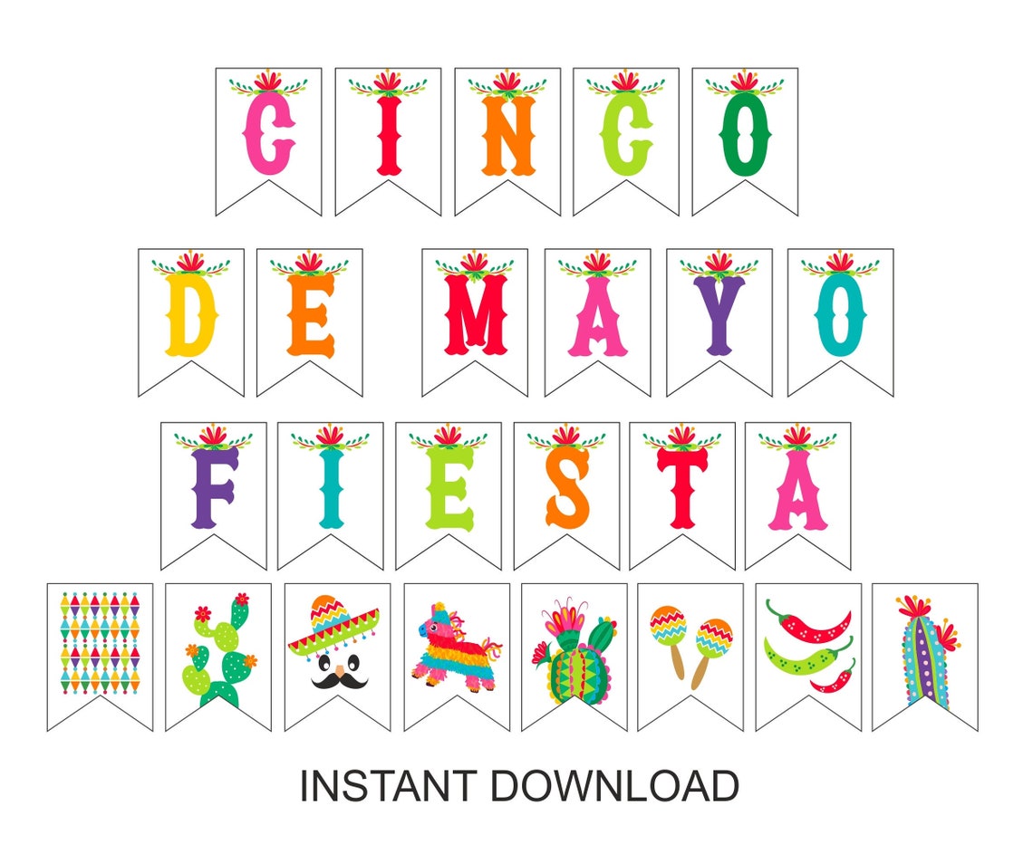 Cinco De Mayo Bunting Printable / Cinco De Mayo Banner - Etsy