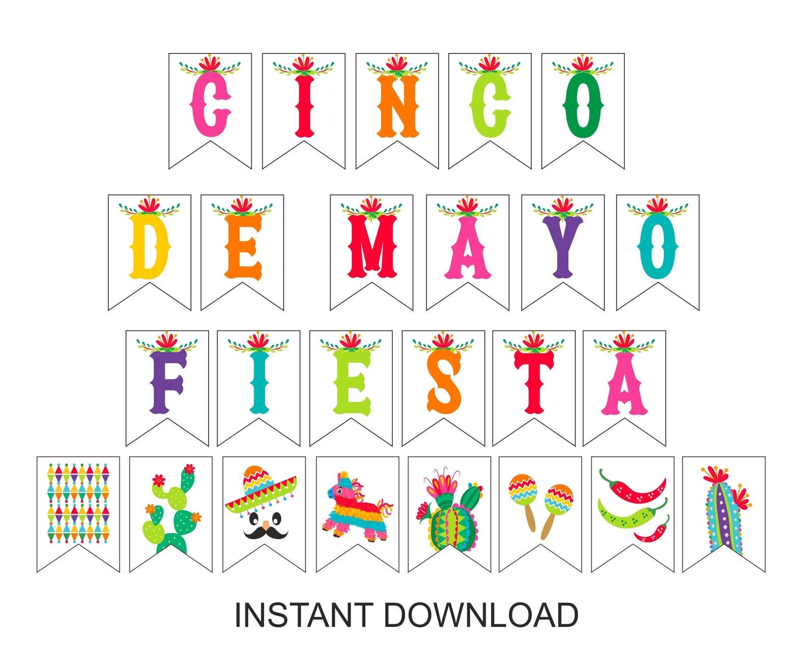 Cinco De Mayo Bunting Printable / Cinco De Mayo Banner - Etsy