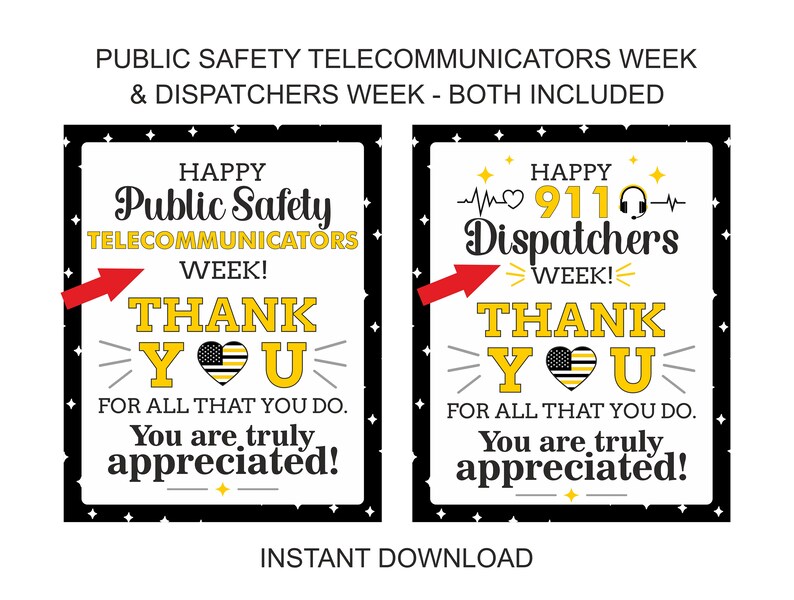 Telecommunicator Week Signs Set of 10 / 911 Dispatcher Appreciation ...