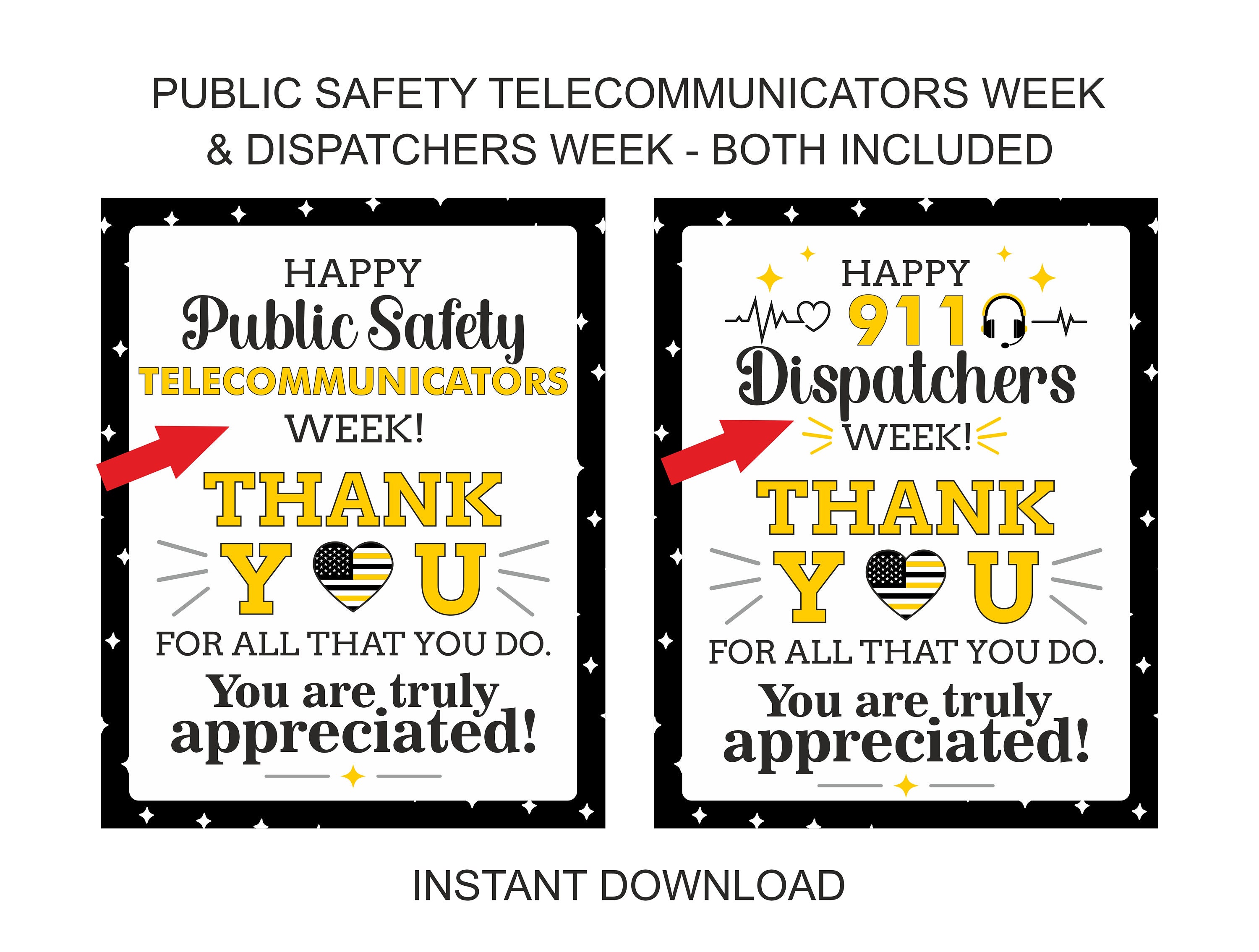 Telecommunicator Week Signs Set of 10 / 911 Dispatcher Appreciation ...