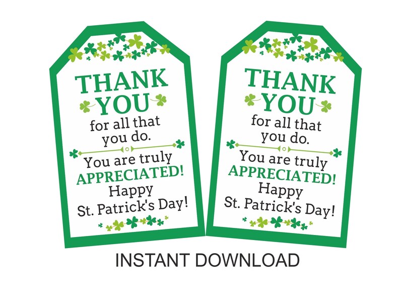 St. Patrick's Day Coworker Tag Printable / Printable St. - Etsy