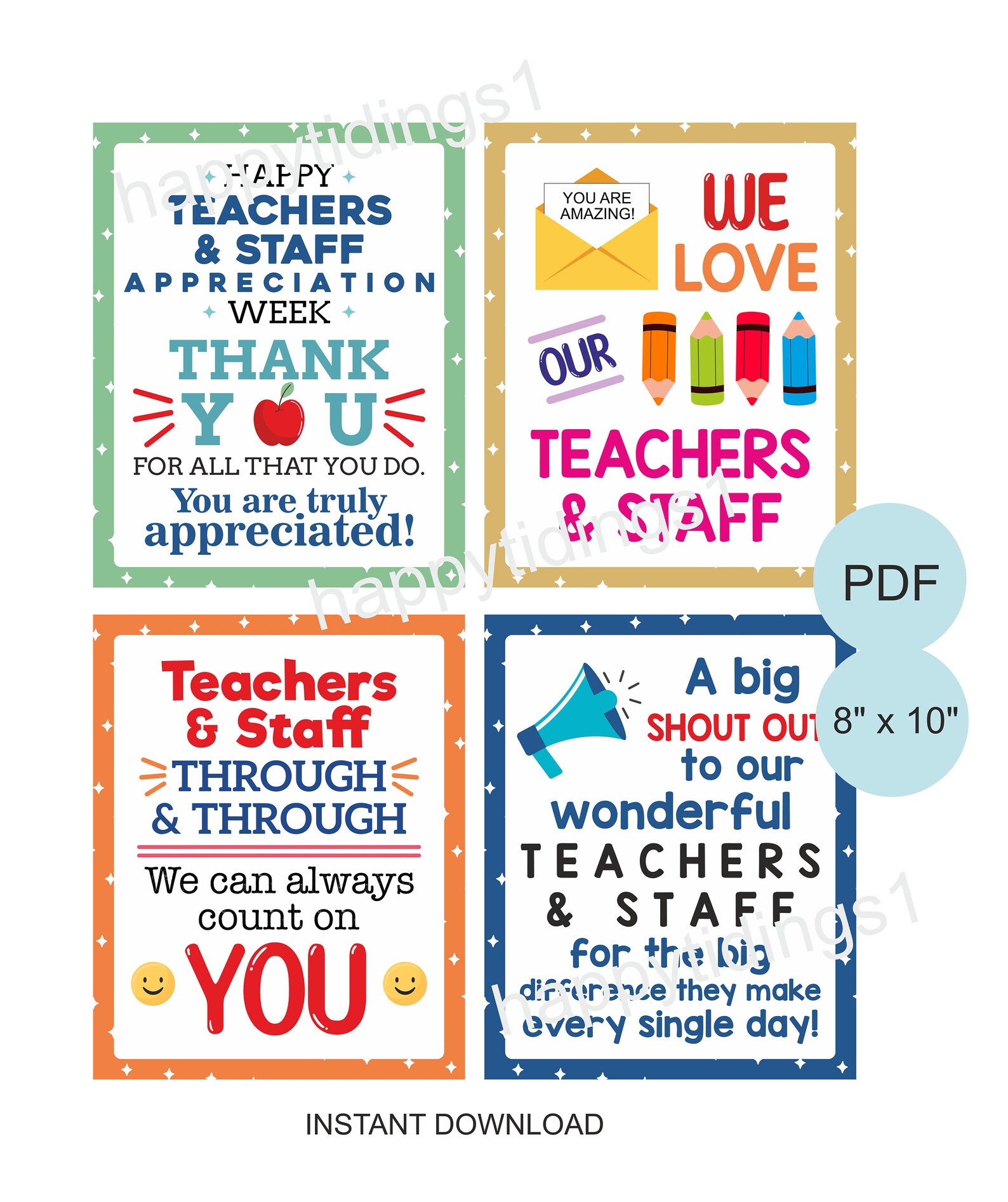 Teachers and Staff Appreciation Week Poster Set of 10 / Teacher and ...