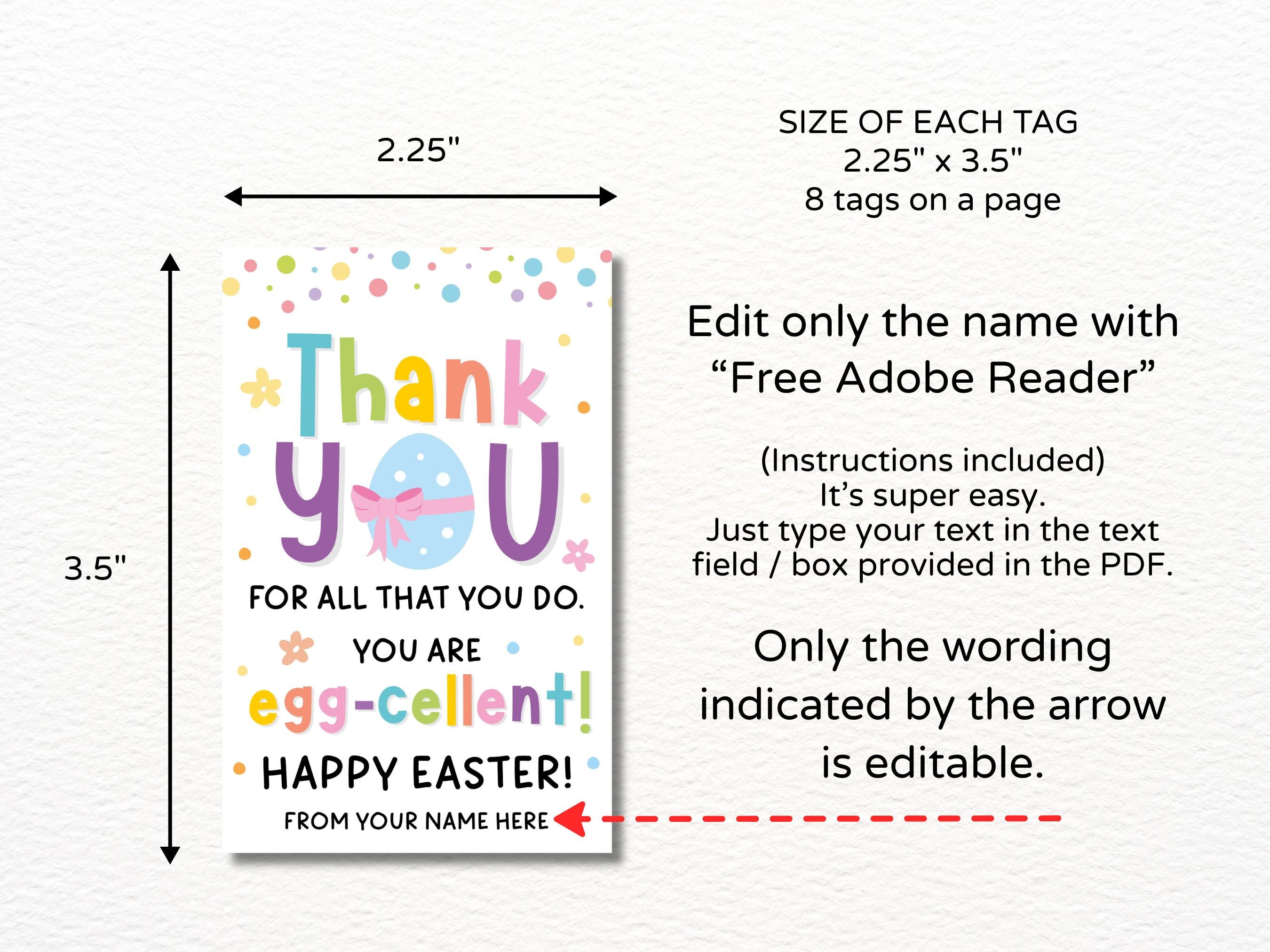 Easter Thank You Tags Printable / Easter Thank You Gift Tags / Easter ...