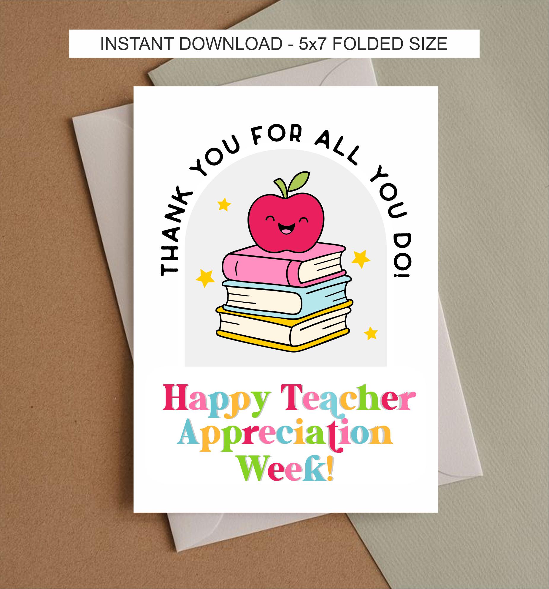 Teacher Appreciation Week Card Printable / Teacher Thank You Card ...