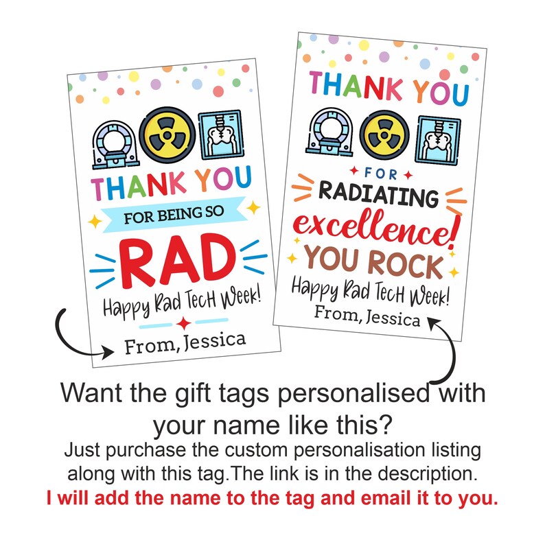 Rad Tech Week Gift Tag Printable / Radiology Tech Week Gifts / Rad Tech ...