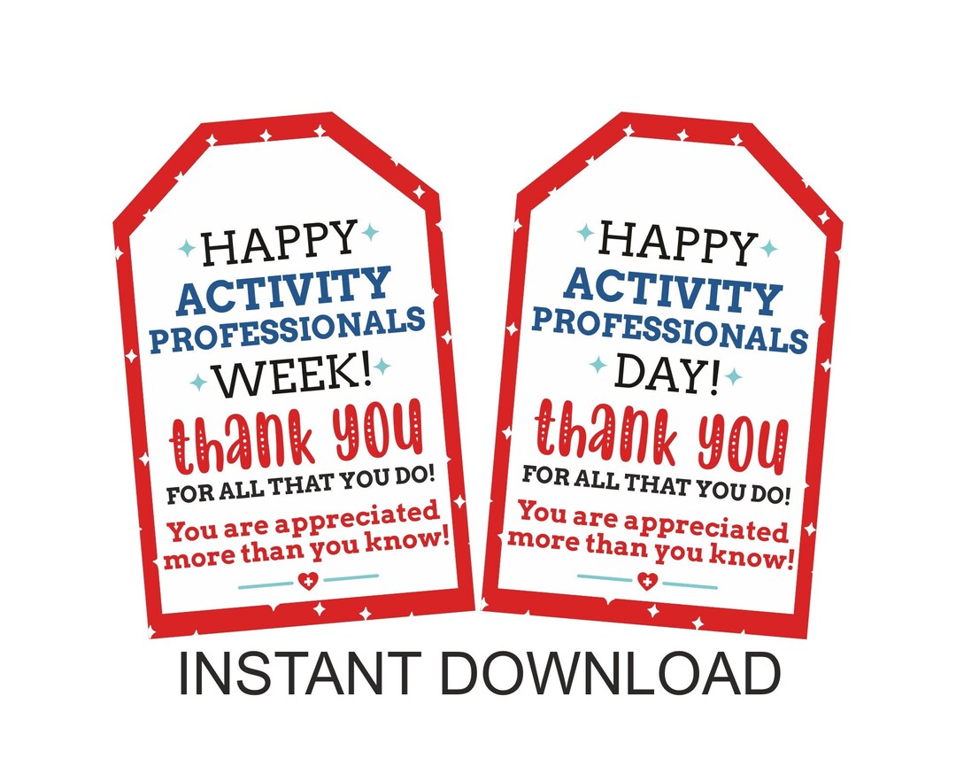 Activity Professional Appreciation Tag Printable / Activity ...