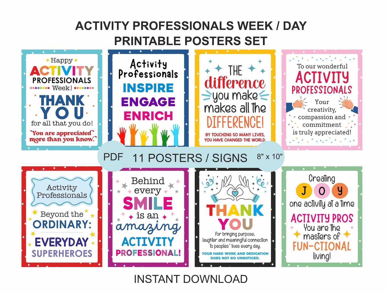 Activity Professionals Week Posters Set of 11 Printable / Activity ...