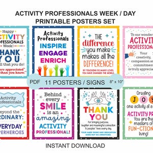 Activity Professionals Week Posters Set of 11 Printable / Activity ...