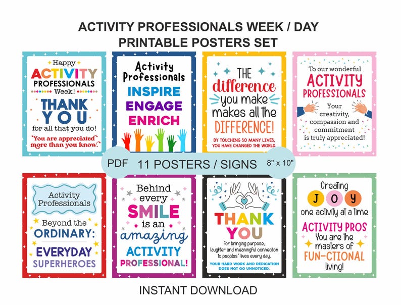 Activity Professionals Week Posters Set of 11 Printable / Activity ...