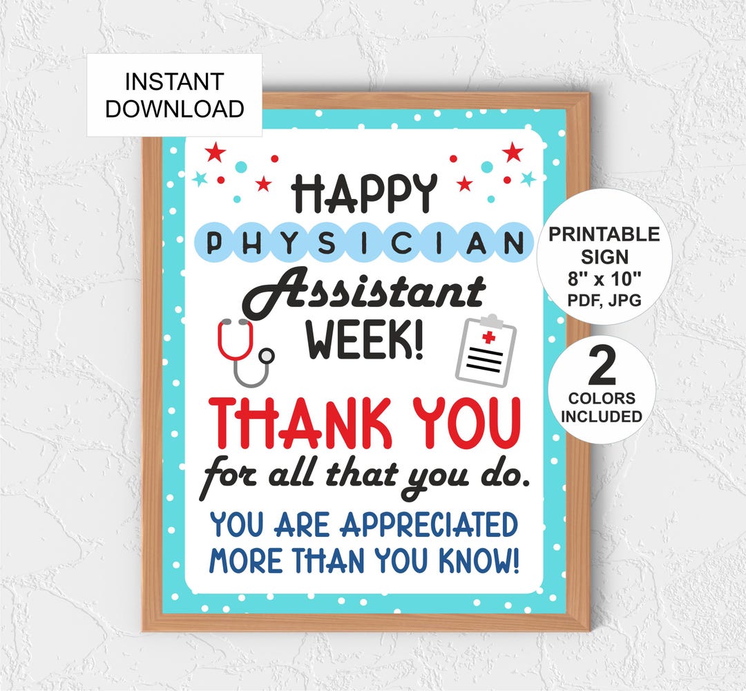 Physician Assistant Sign Printable Physician Assistant Printable Poster ...